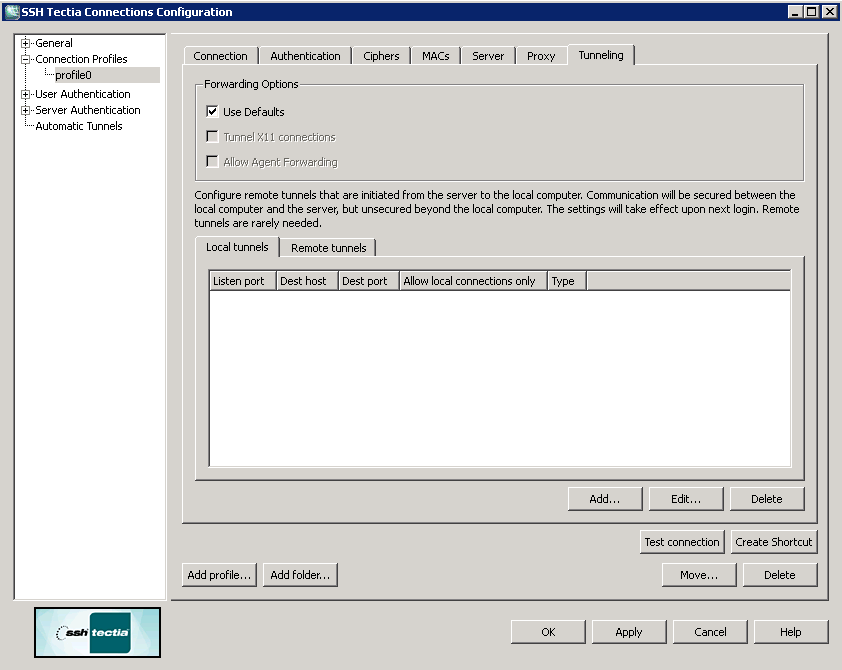Defining Connection Profiles